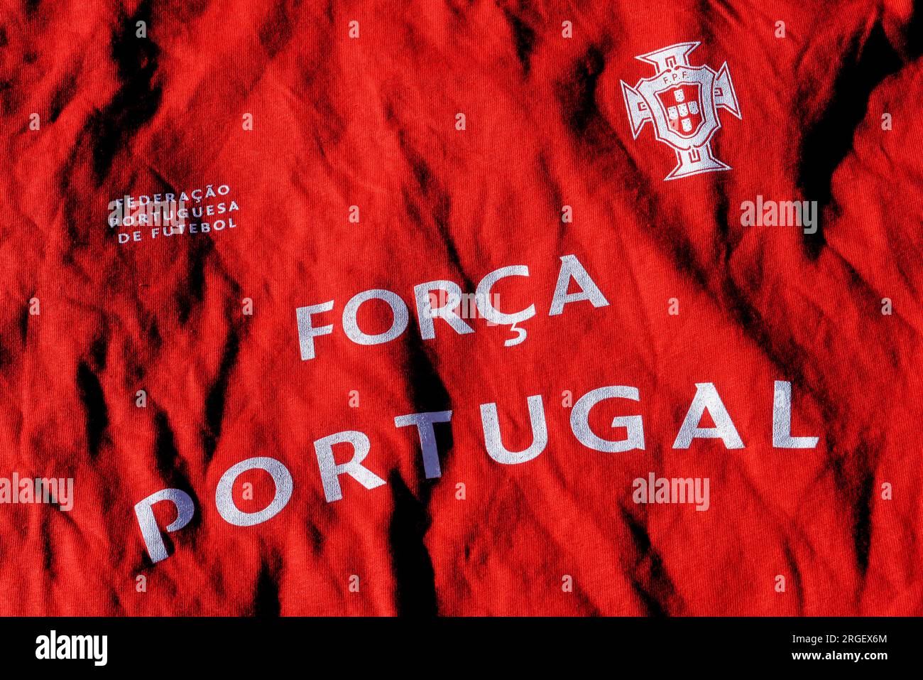 Closed up with Portugal Football or Soccer t-shirt game sports in ...
