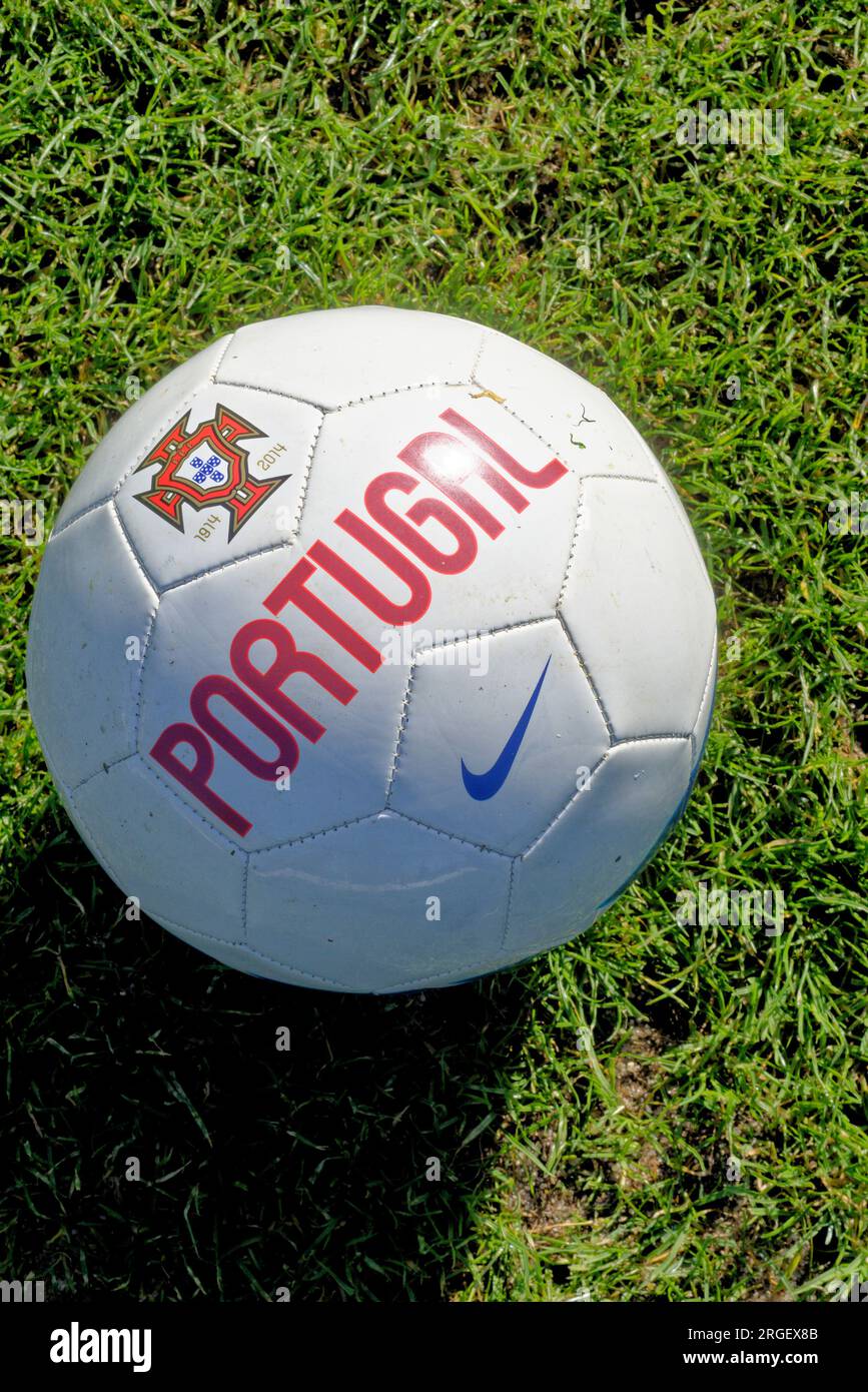 Closed up with Portugal Football or Soccer ball game sports in Alcanena ...