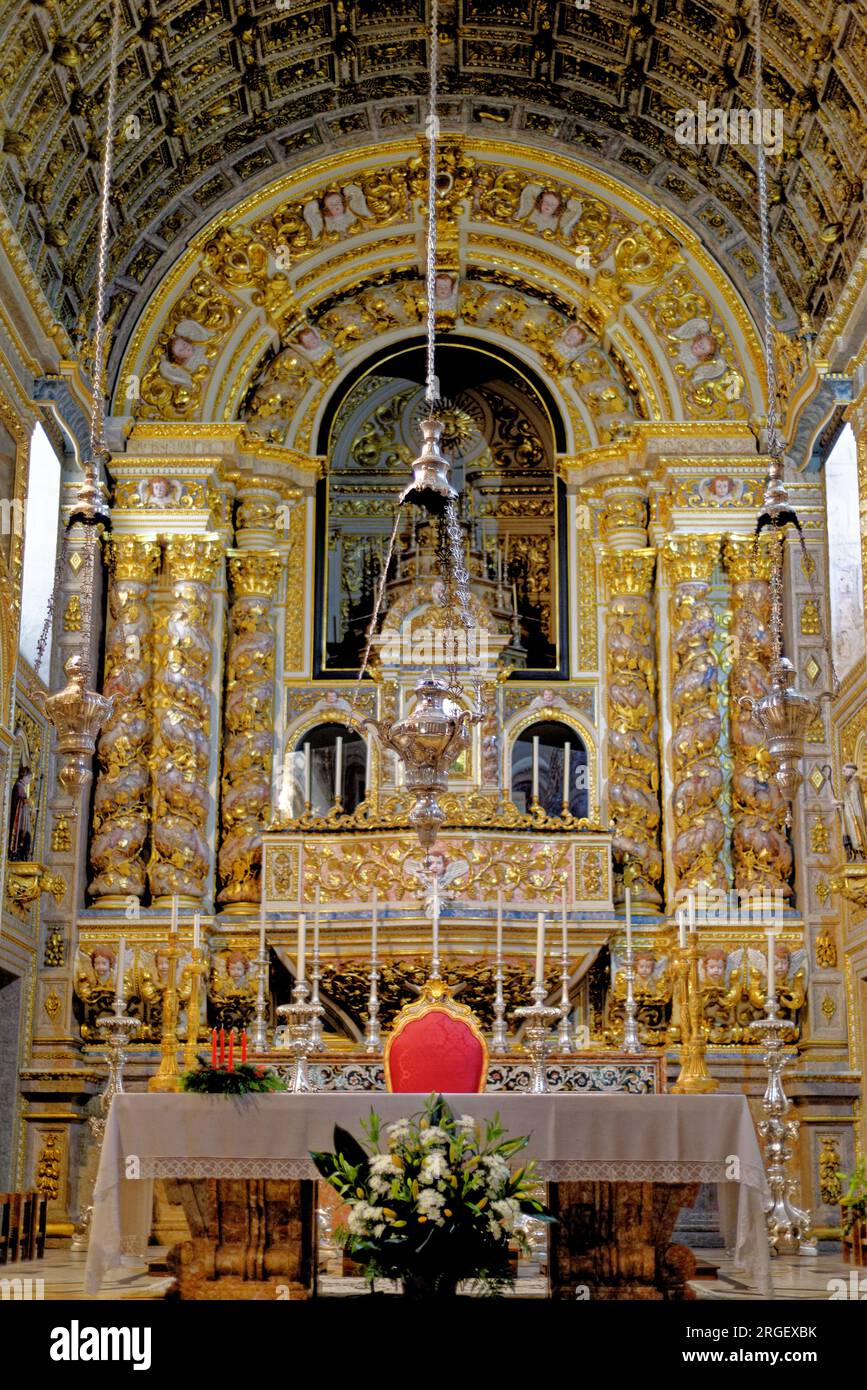 Inside of Church of Our Lady of Nazare, built in 1377 in order to house ...