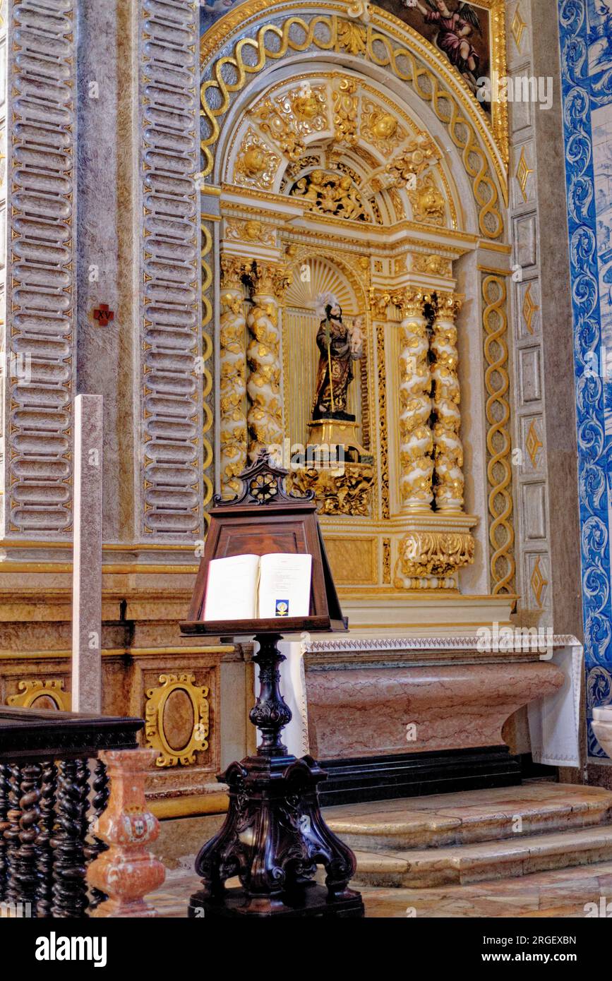 Inside of Church of Our Lady of Nazare, built in 1377 in order to house ...