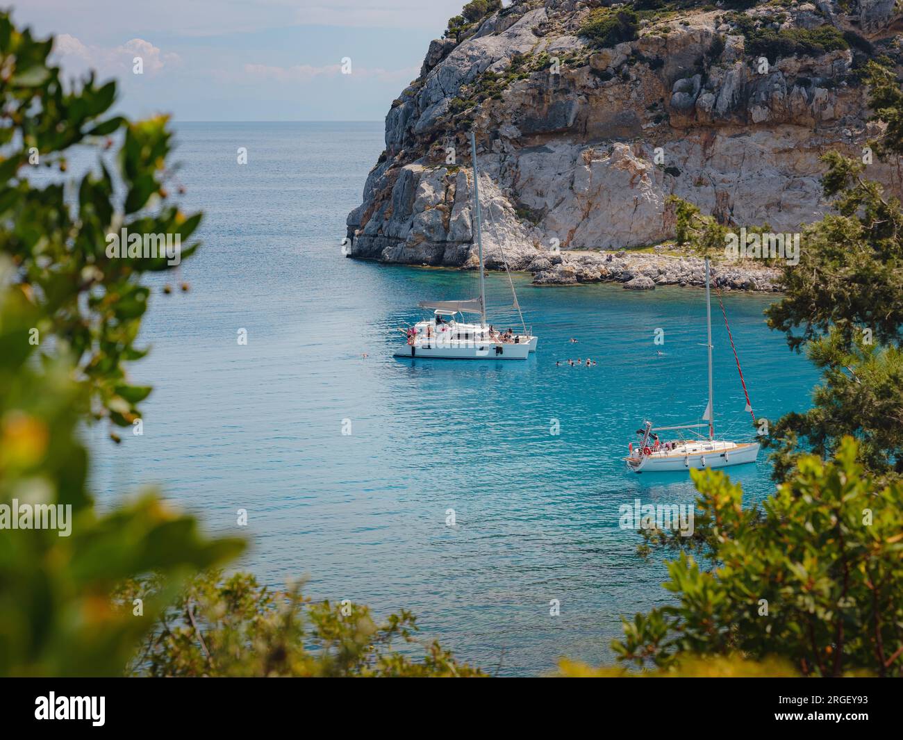 Anthony Quinn bay with crystal clear water in Rhodes island, Greece ...