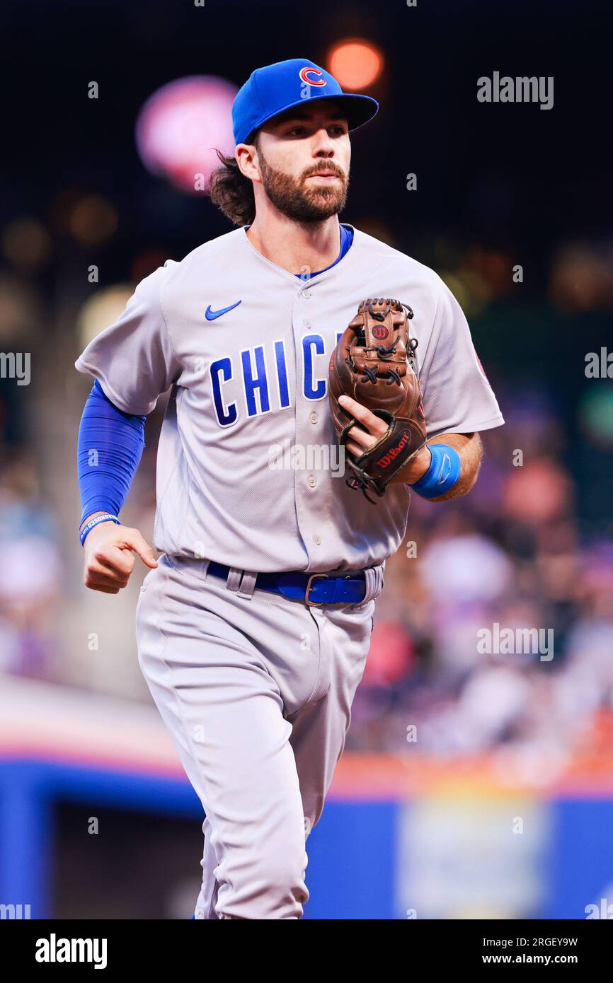 Aug 8, 2023; New York City, New York, Chicago Cubs Short Stop Dansby Swanson (7) enters dugout ...