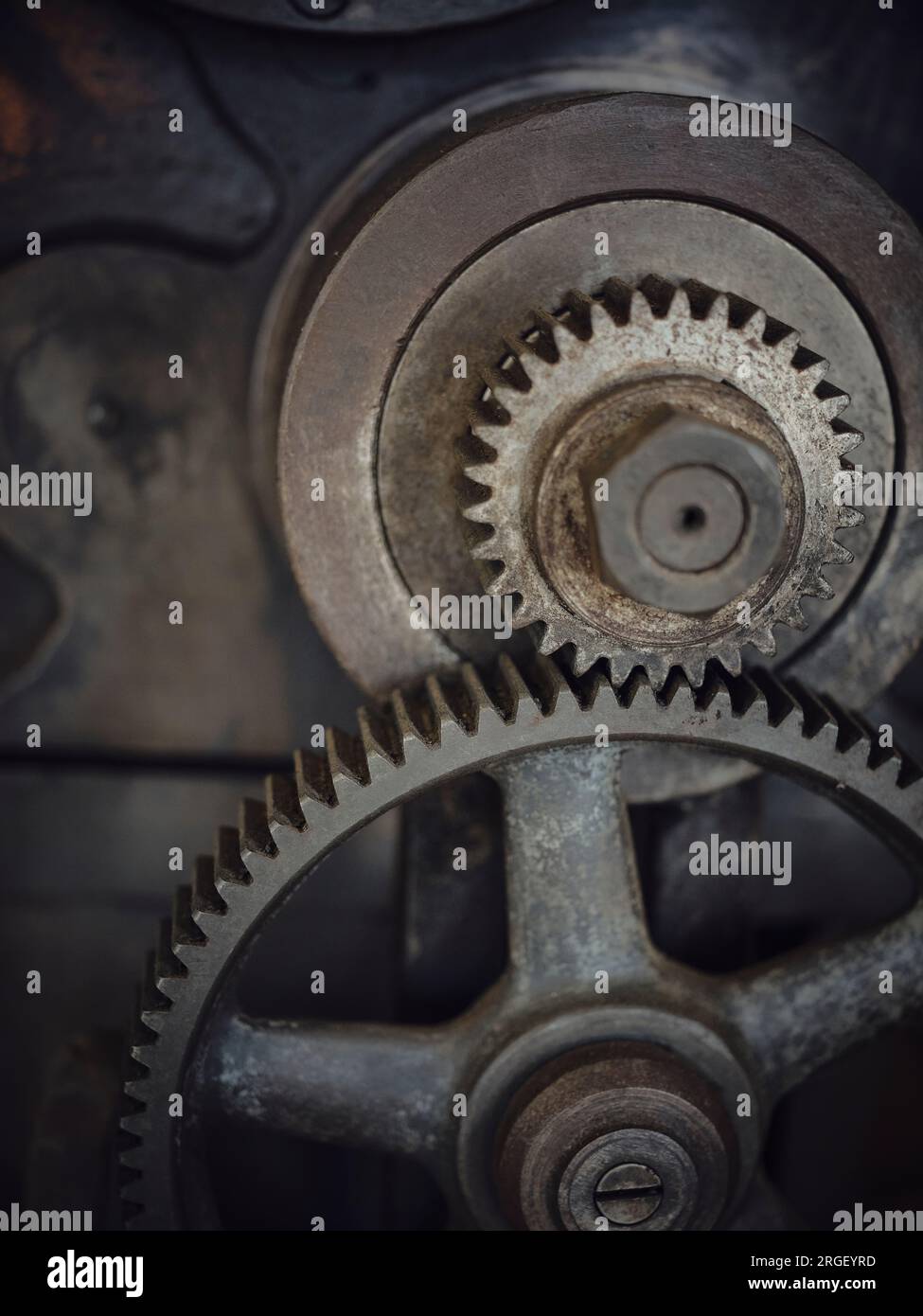 Engine gear wheels, industrial texture background . space for text ...