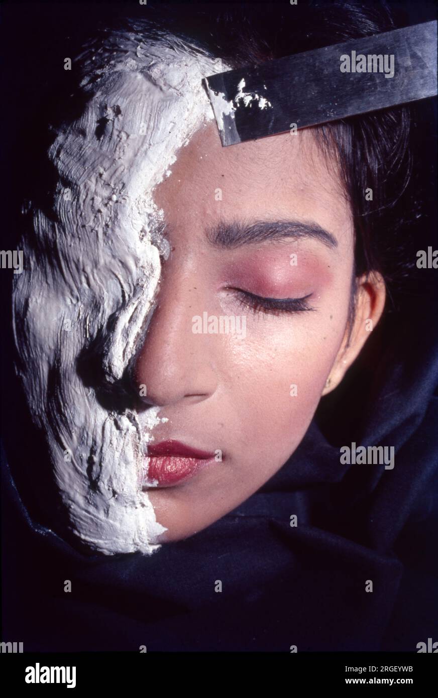 Chiseling the Plaster from Face of a Model, India Stock Photo - Alamy