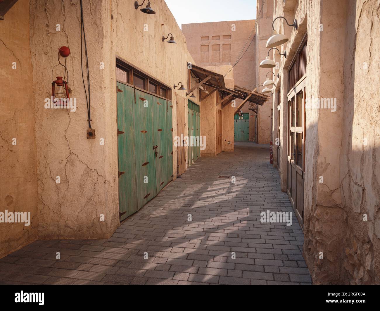 Al seef old historical district with traditional Arabic architecture ...