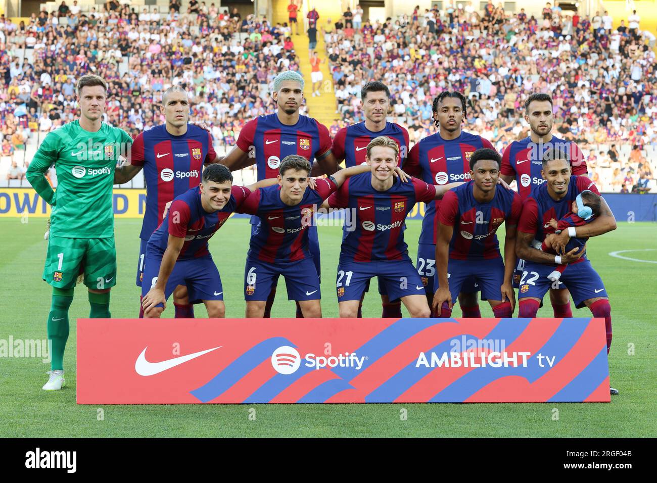 Barcelona, Spain. 8th Aug, 2023. Barcelona team group line-up ...