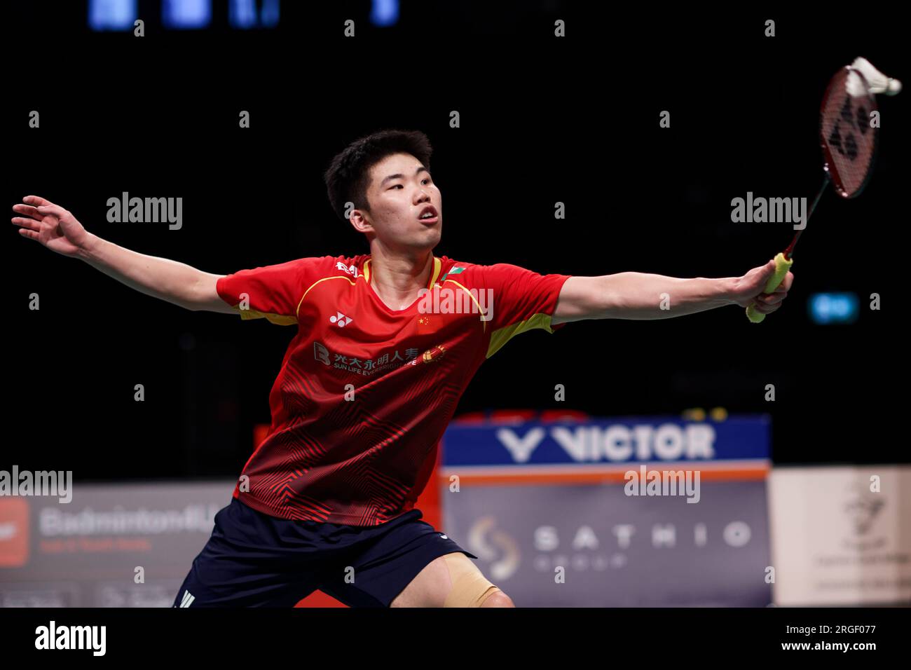Weng Hong Yang of China in action during the men's singles Final of the ...