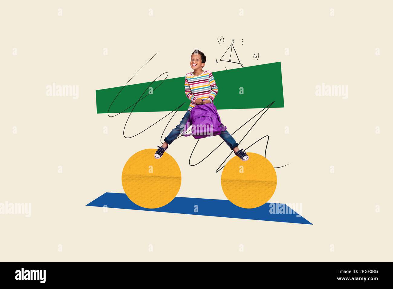 Poster banner billboard collage of happy excited positive boy rejoice ...