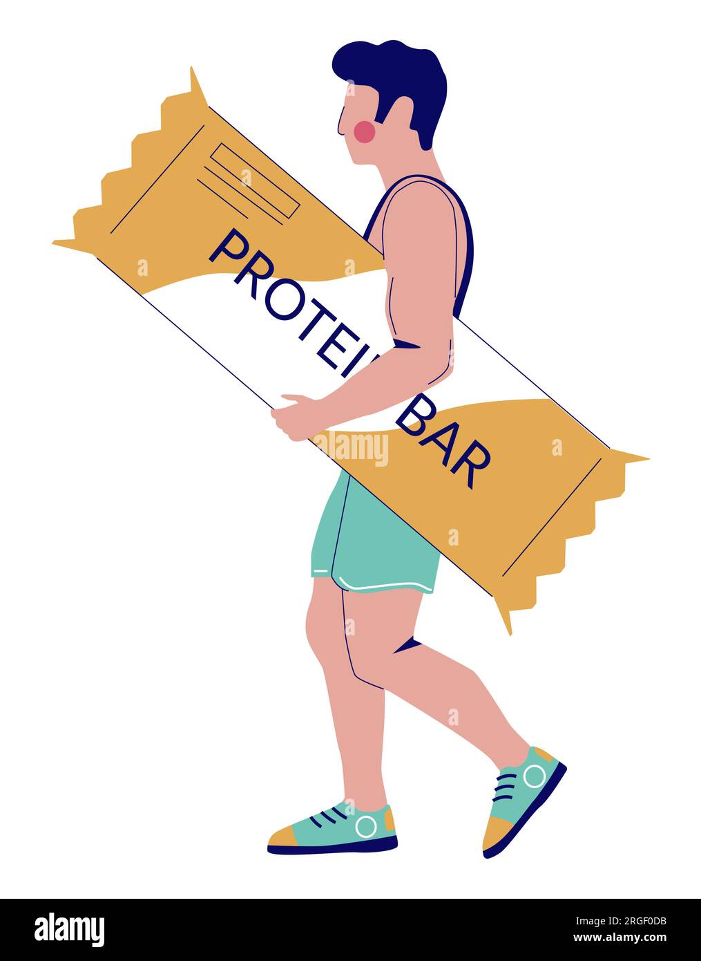 Young sportsman with perfect body walking with protein bar Stock Vector ...