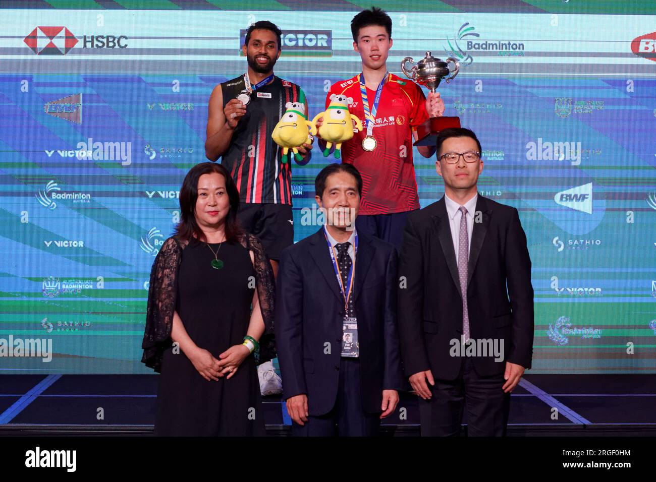 Runner up, Prannoy H. S. of India poses with Winner, Weng Hong Yang of ...