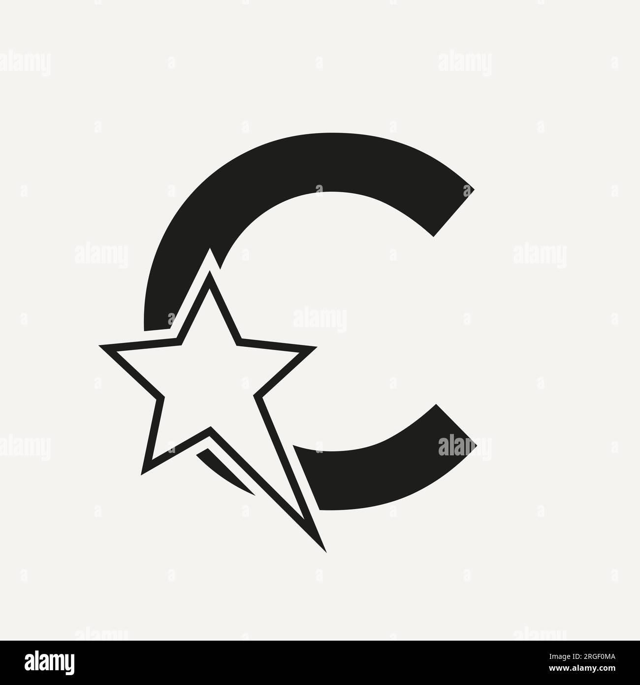Star Logo On Letter C. Moving Star Symbol Vector Template Stock Vector ...