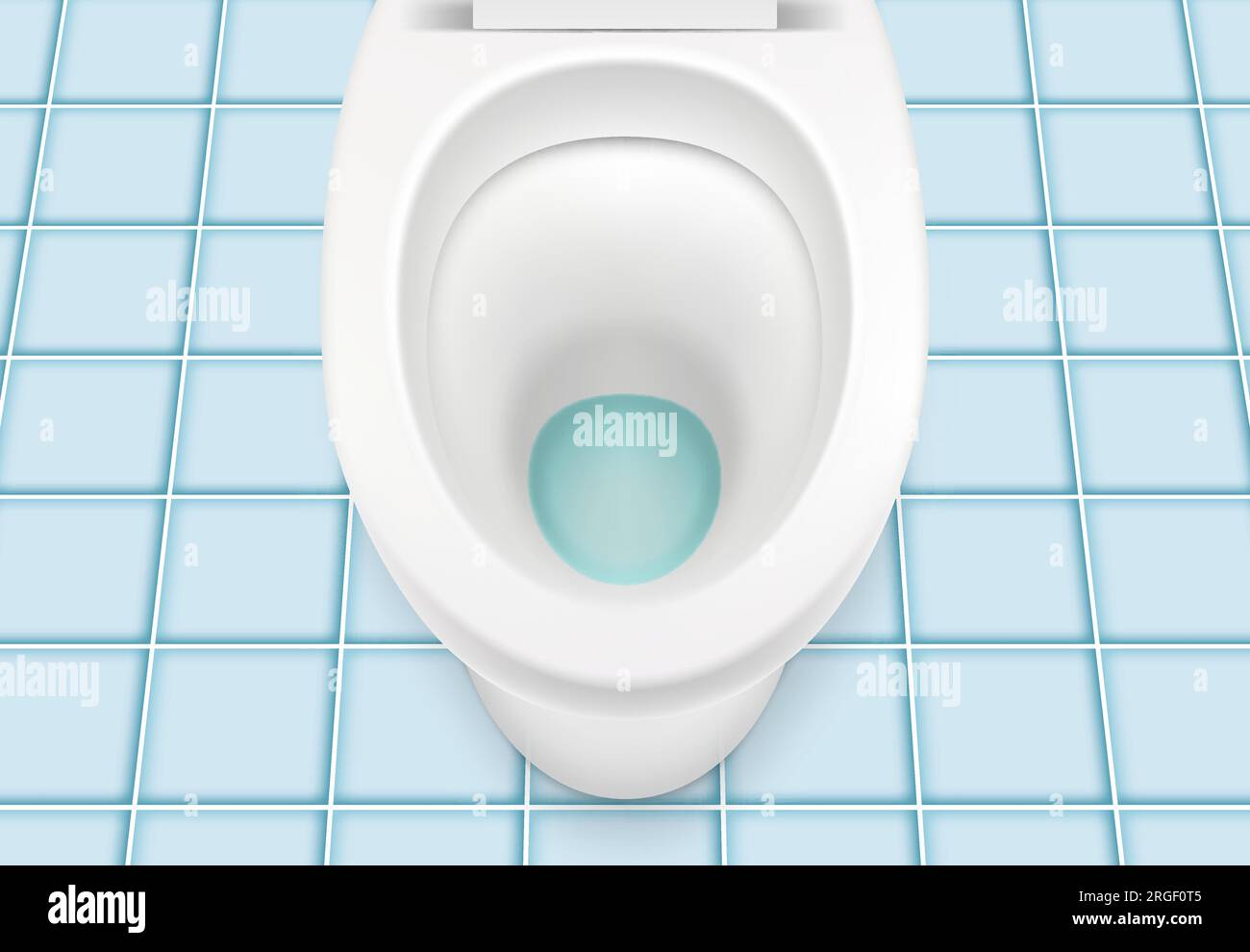 Toilet bowl with open cover top view over ceramic tile floor Stock ...