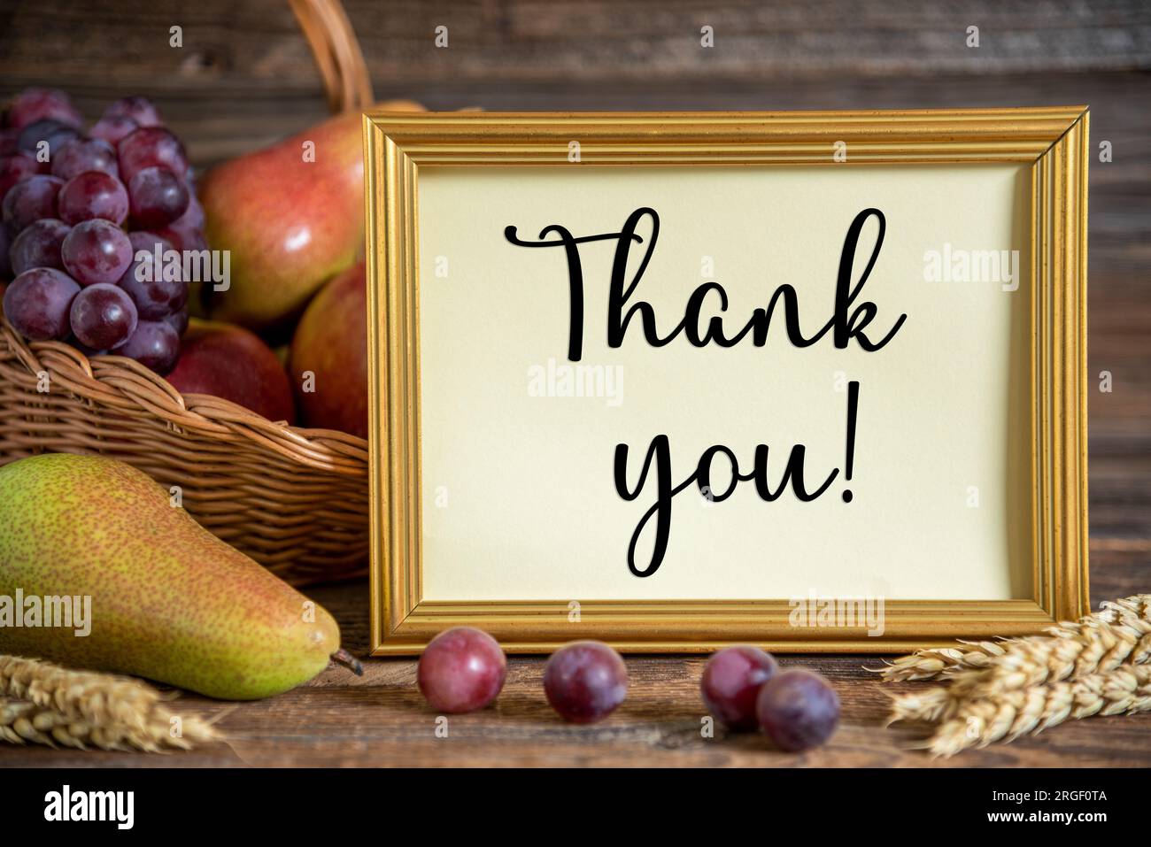 Fall Decoration with Fruits and Text Thank You Stock Photo - Alamy