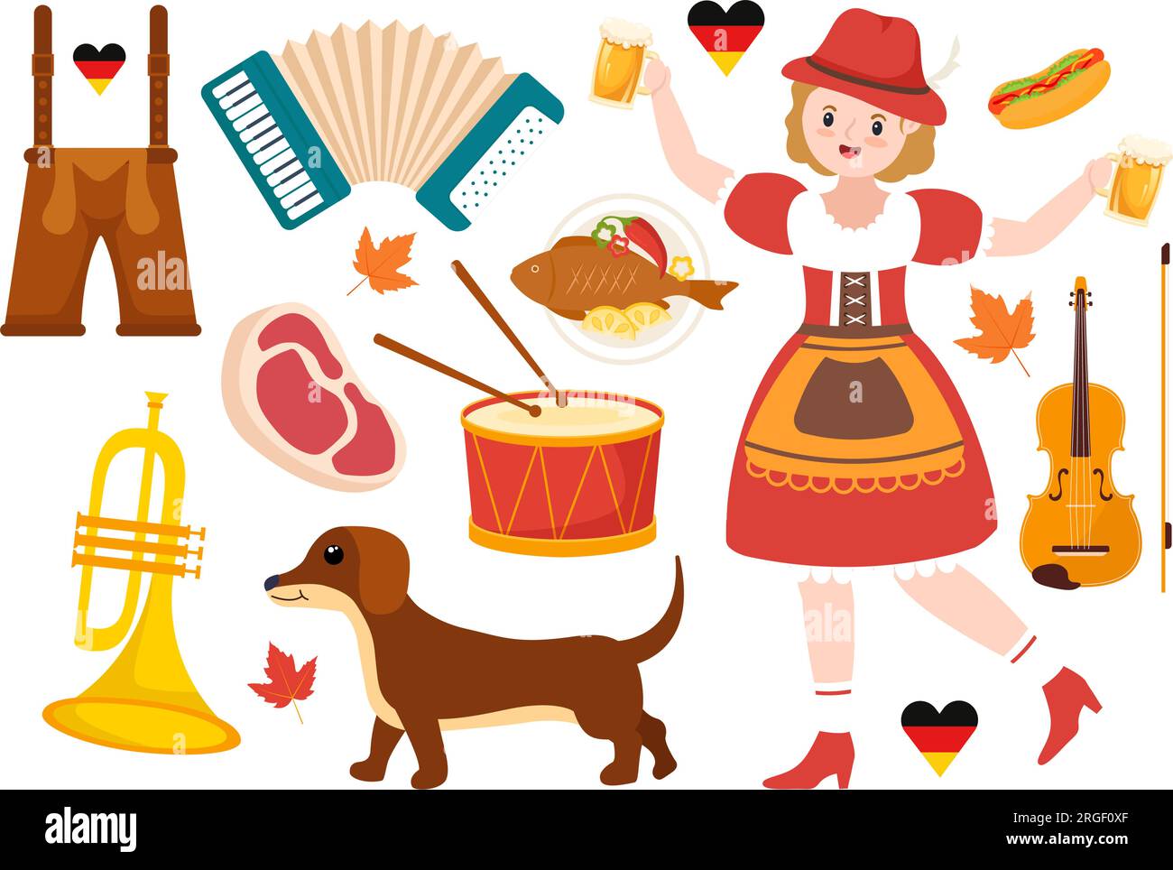 Set of Happy Oktoberfest Festival Elements Vector Illustration with ...