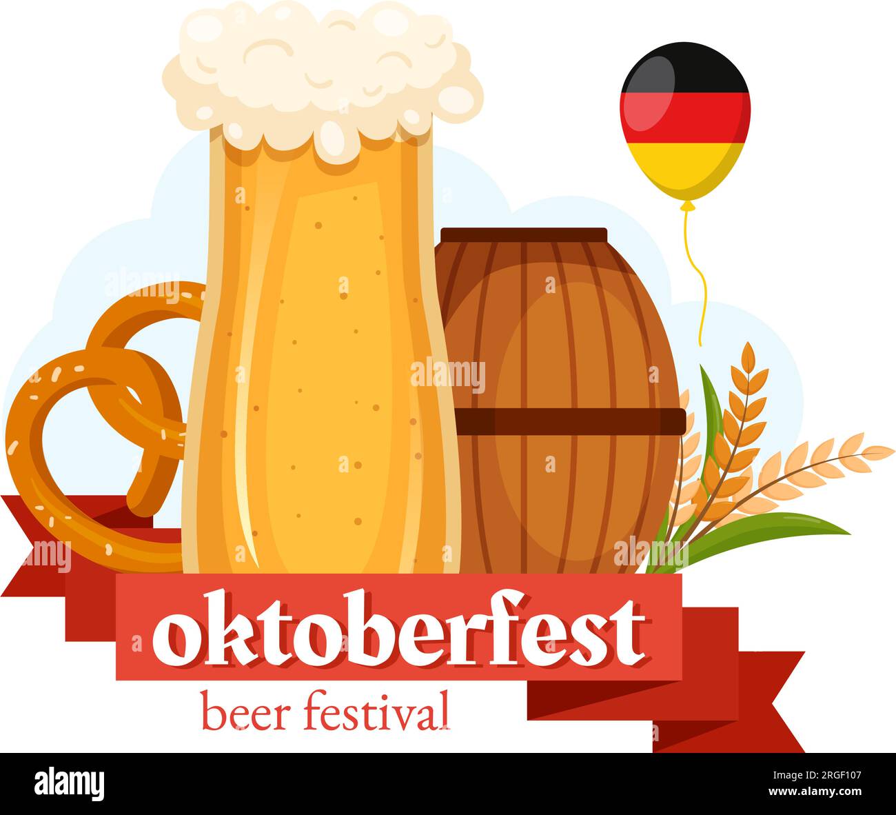 Set of Happy Oktoberfest Festival Elements Vector Illustration with ...