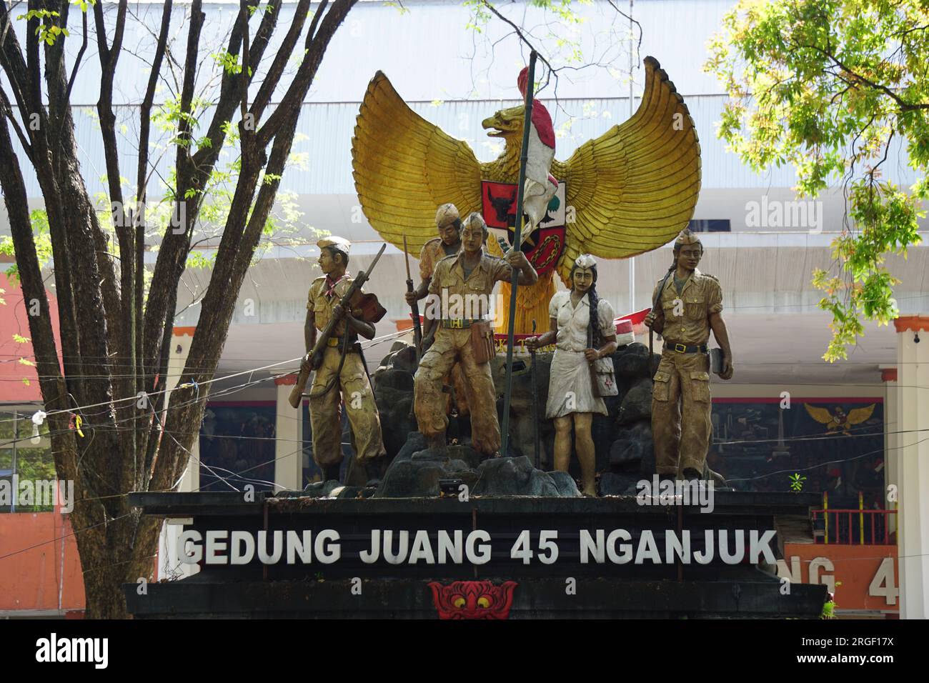 The monument of Indonesian heroes on Gedung Juang 45 Nganjuk, East Java ...