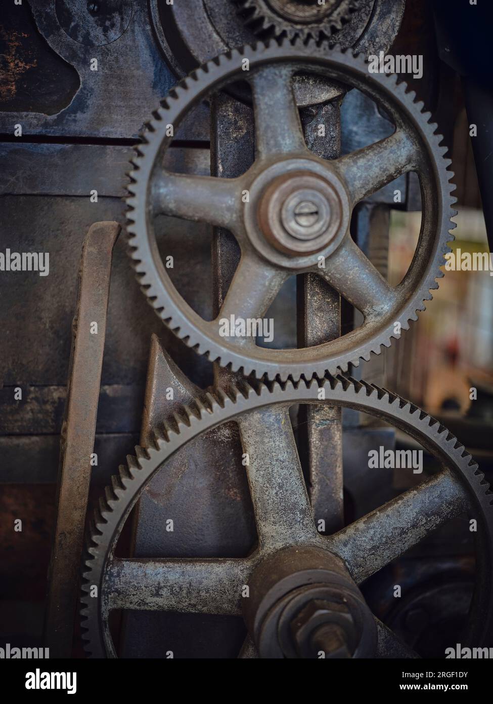 Engine gear wheels, industrial texture background . space for text ...