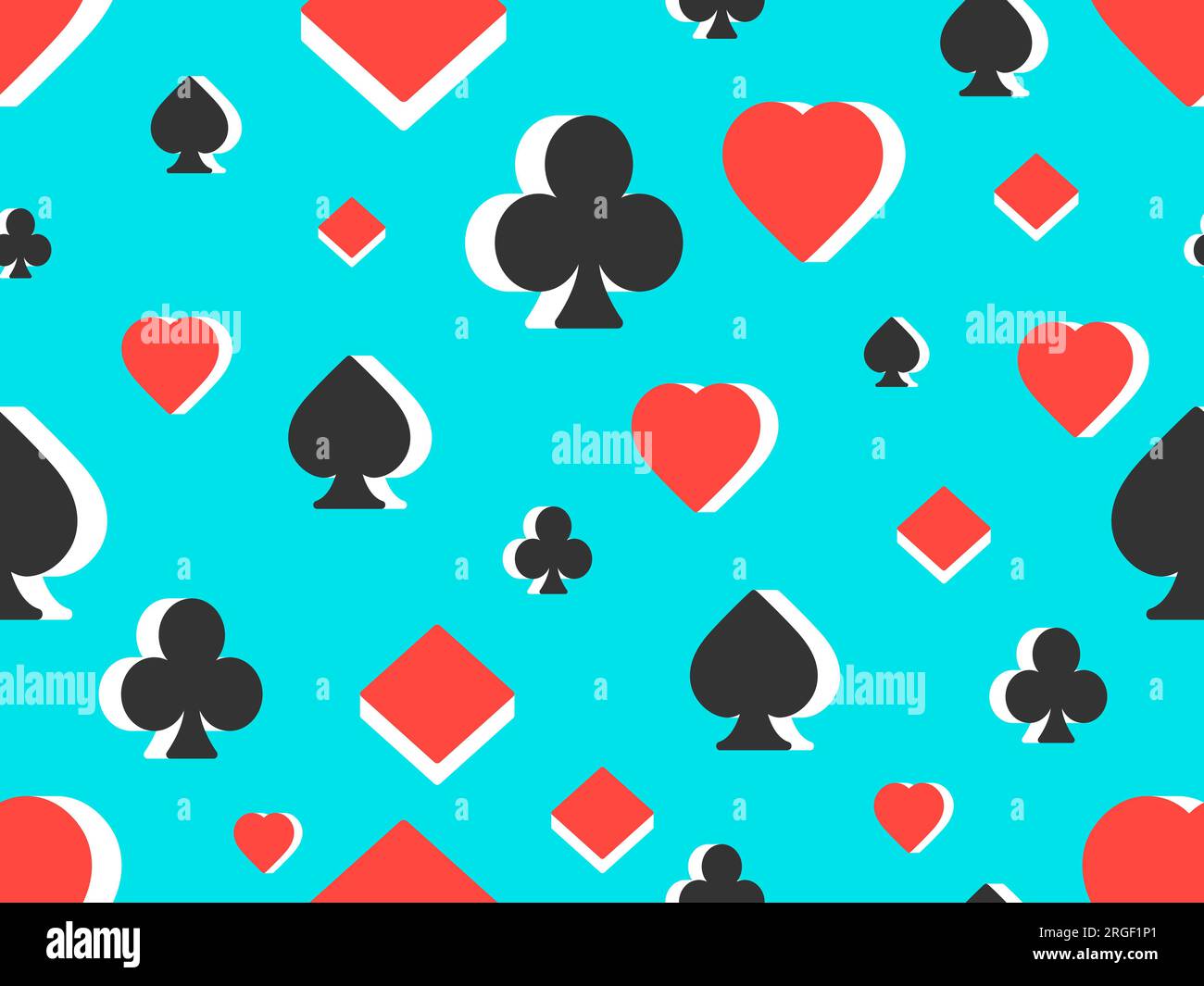Seamless pattern with card suits: diamonds, hearts, clubs, spades in 3d ...