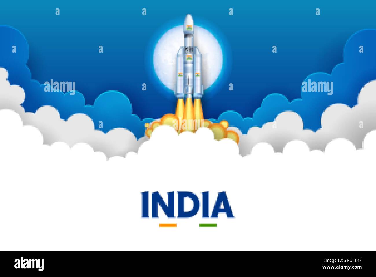 illustration of Chandrayaan rocket mission launched by India with ...