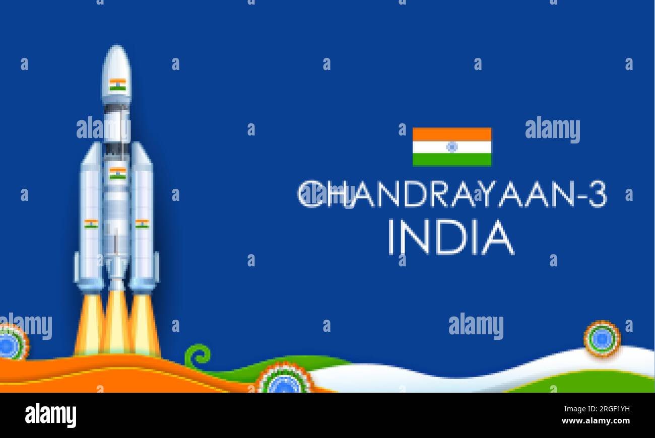 illustration of Chandrayaan rocket mission launched by India with ...