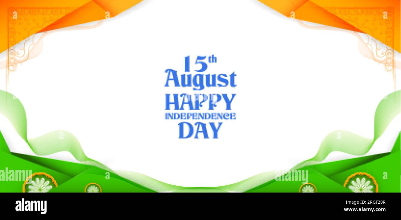 illustration of abstract tricolor banner with Indian flag for 15th ...