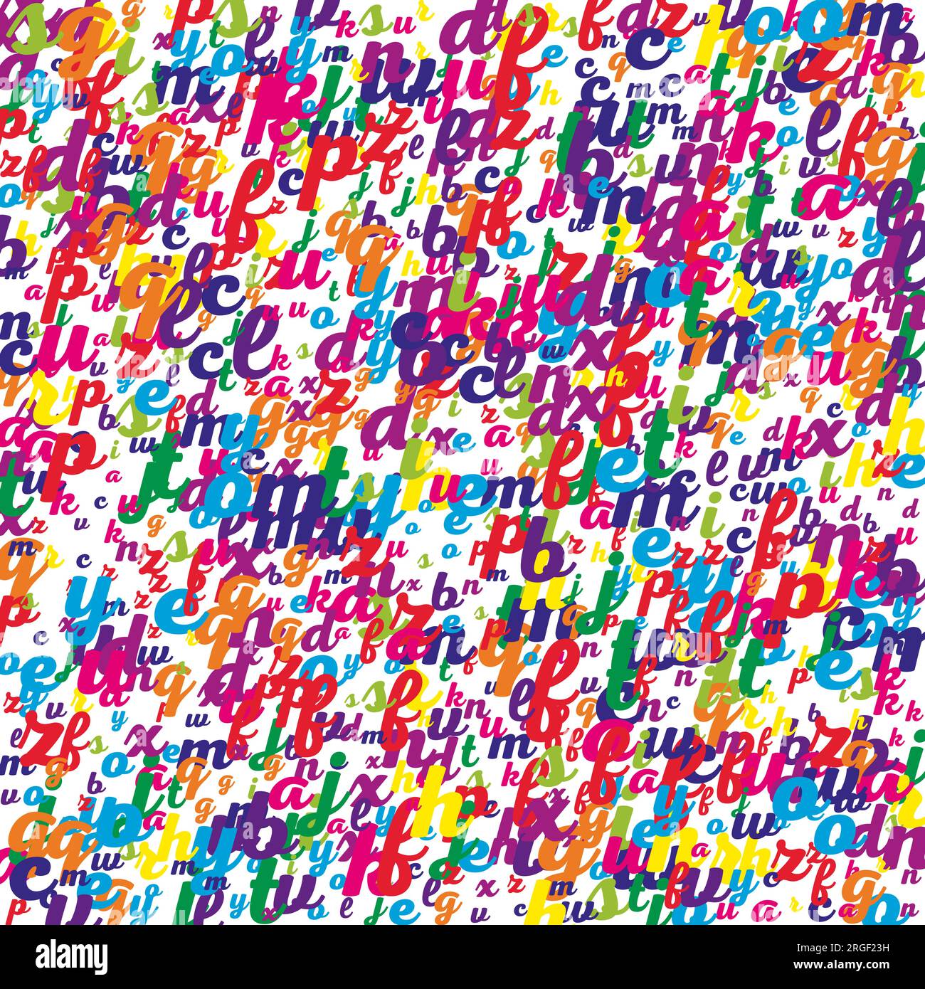 Scattered letters of latin alphabet. Colorful childish floating ...