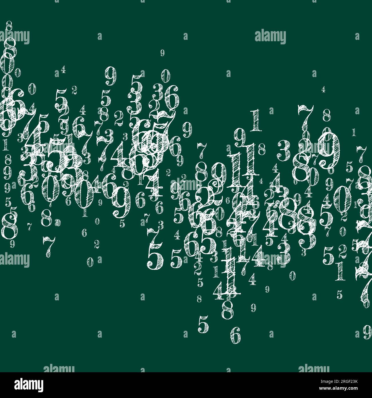 Scattered numbers. White chalk digits flying chaotic. Back to school mathematics banner on ...