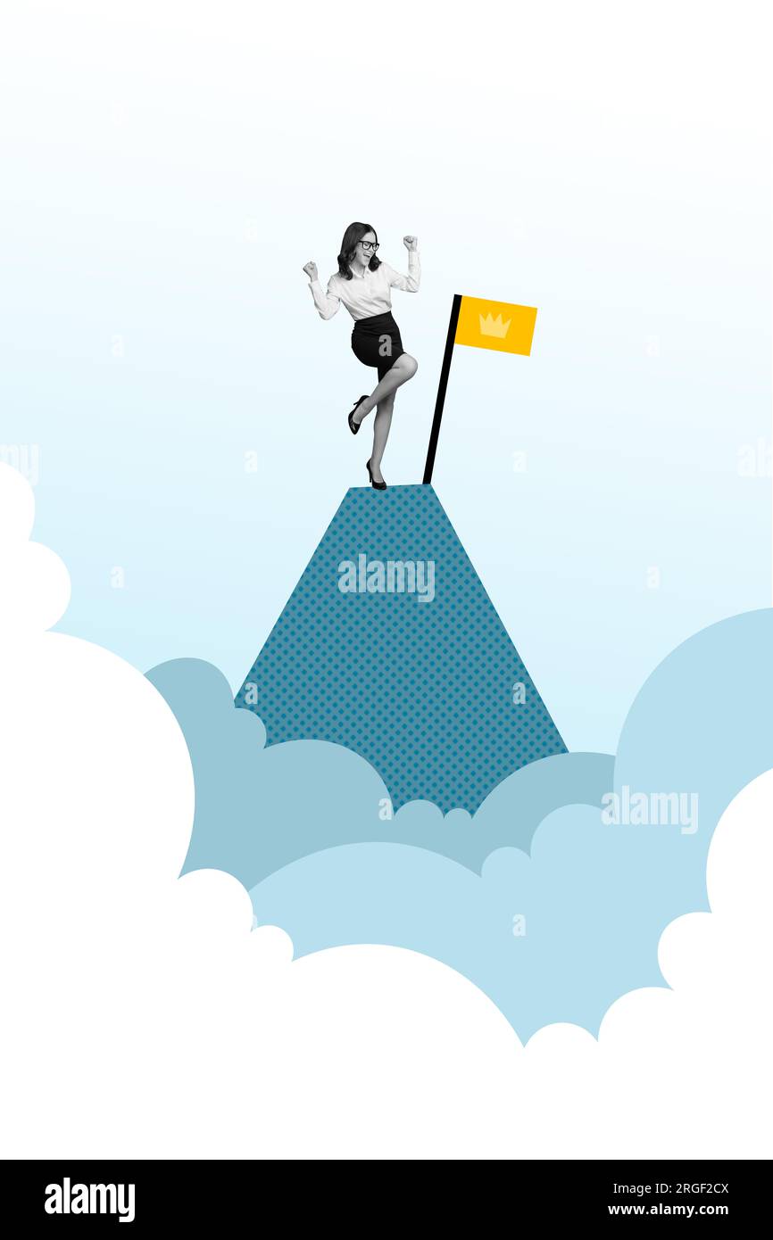 Vertical collage picture of black white colors delighted excited ...