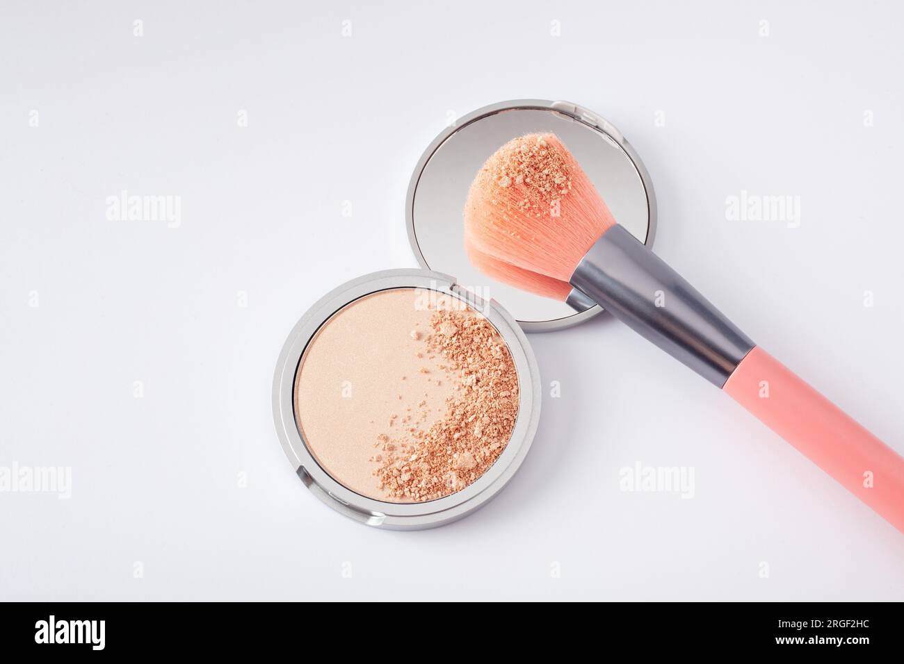 Beautiful eyeshadow palette on white with crushed sample and makeup ...