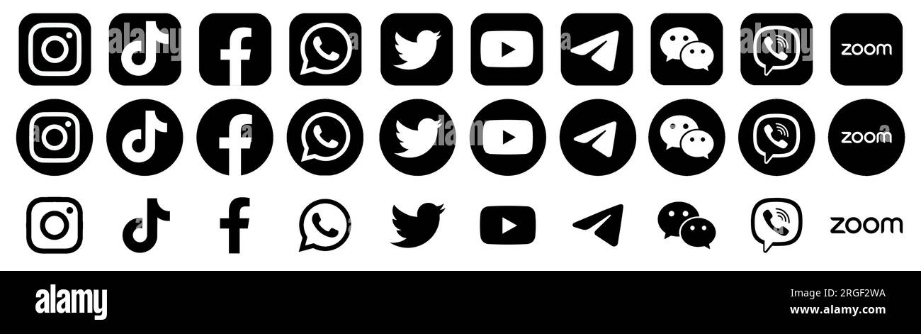 Instagram, TikTok, Facebook, Whatsapp, Twitter, YouTube, Telegram, Zoom ...