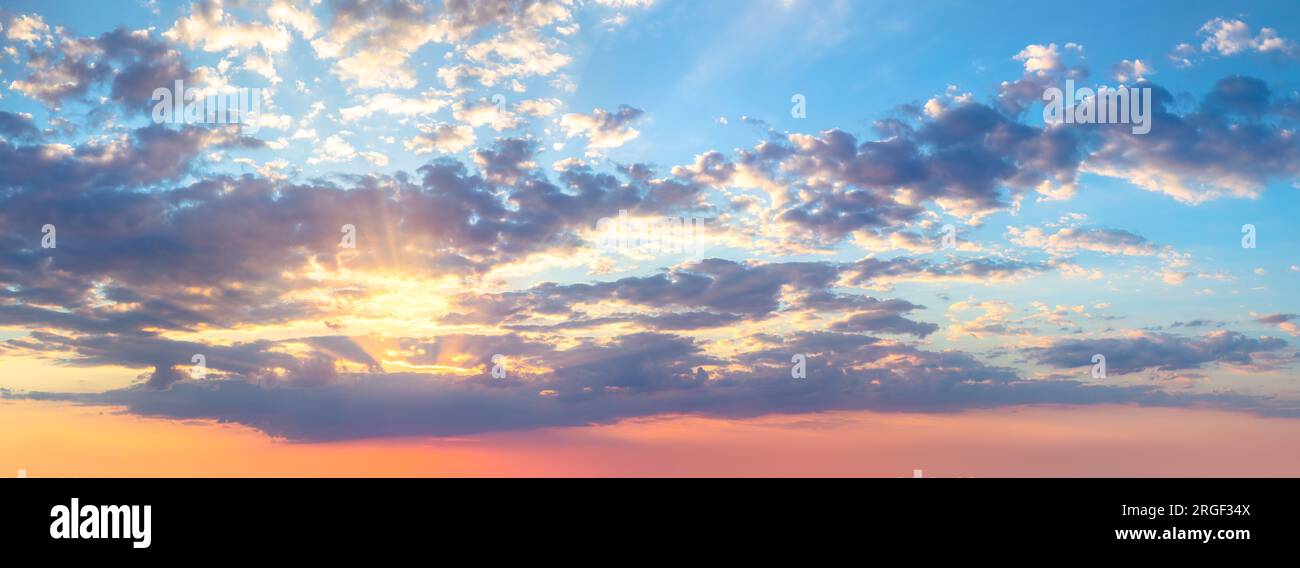Gentle colors Panoramic Sunrise Sundown Sanset Sky with colorful clouds ...