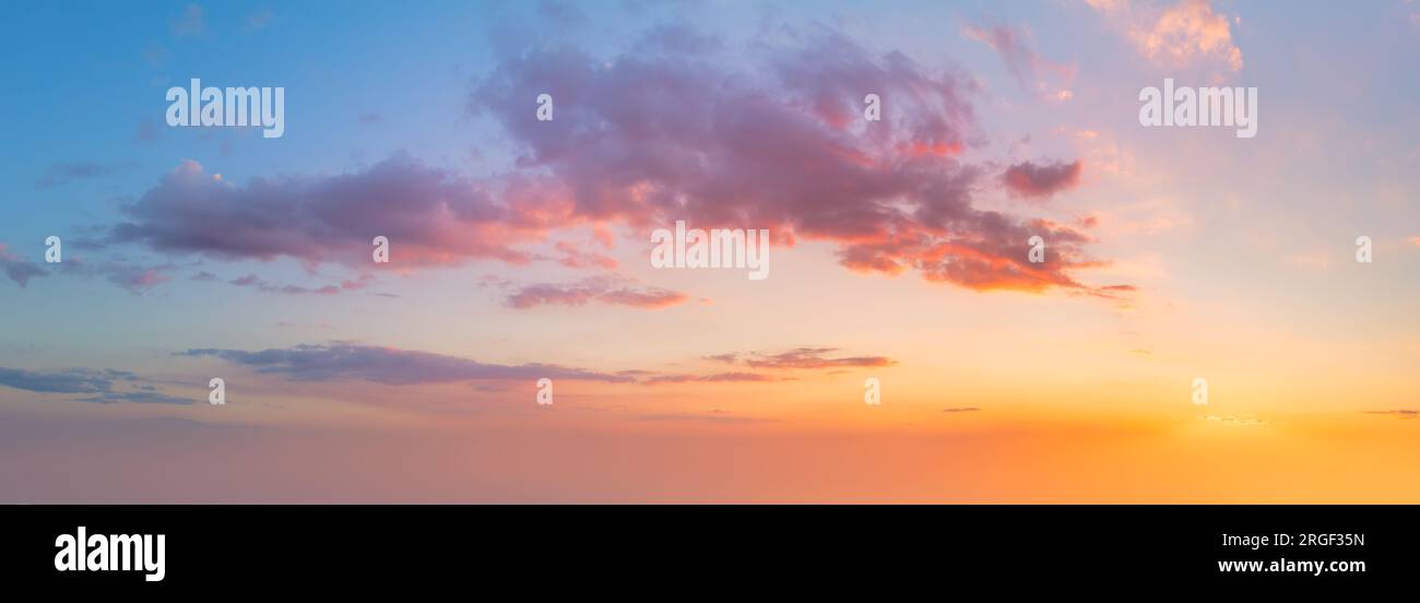 Pastel colors of Majestic real sky with sun - Panoramic Sunrise Sundown ...