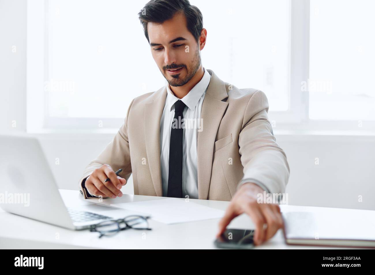 Office employee happy document company planning holding businessman ...