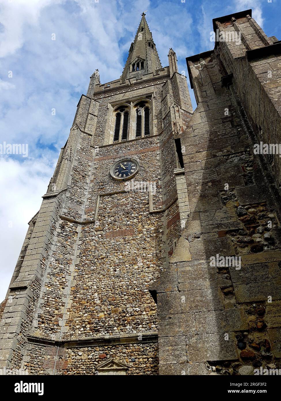 A view of the church spire, Thaxted, Essex, United Kingdom Stock Photo ...