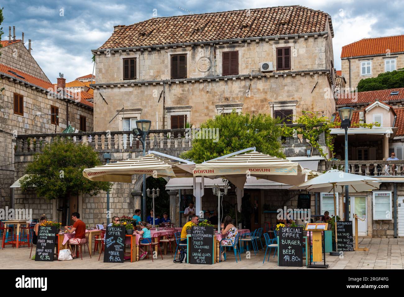 The picturesque fishing town of Cavtat in the Dubrovnik area seen from ...