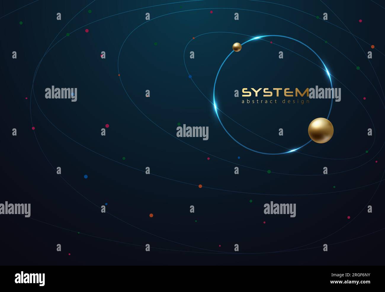 Futuristic orbit line and color dots business tech dark blue background ...