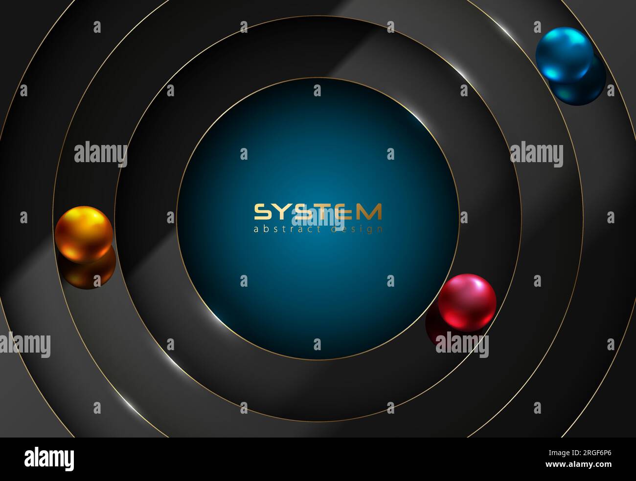 Abstract luxury 3D circle papercut layer glossy black background with ...