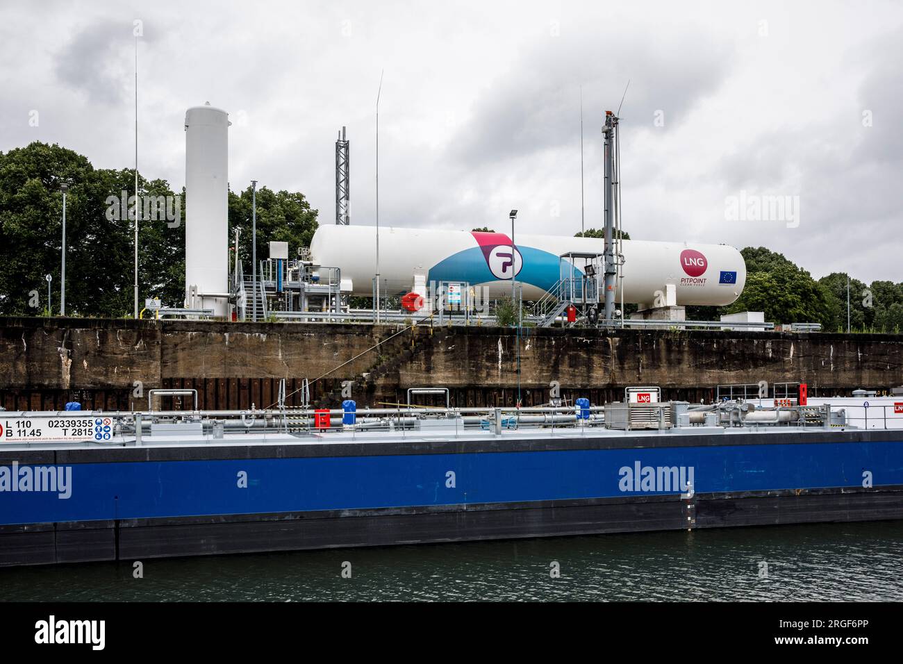 liquid cargo ship Blue Marleen at the shore-to-ship bunkering station ...