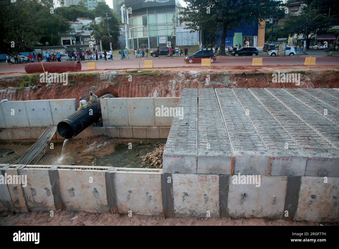salvador, bahia, brazil - july 29, 2022: construction of sewage ...
