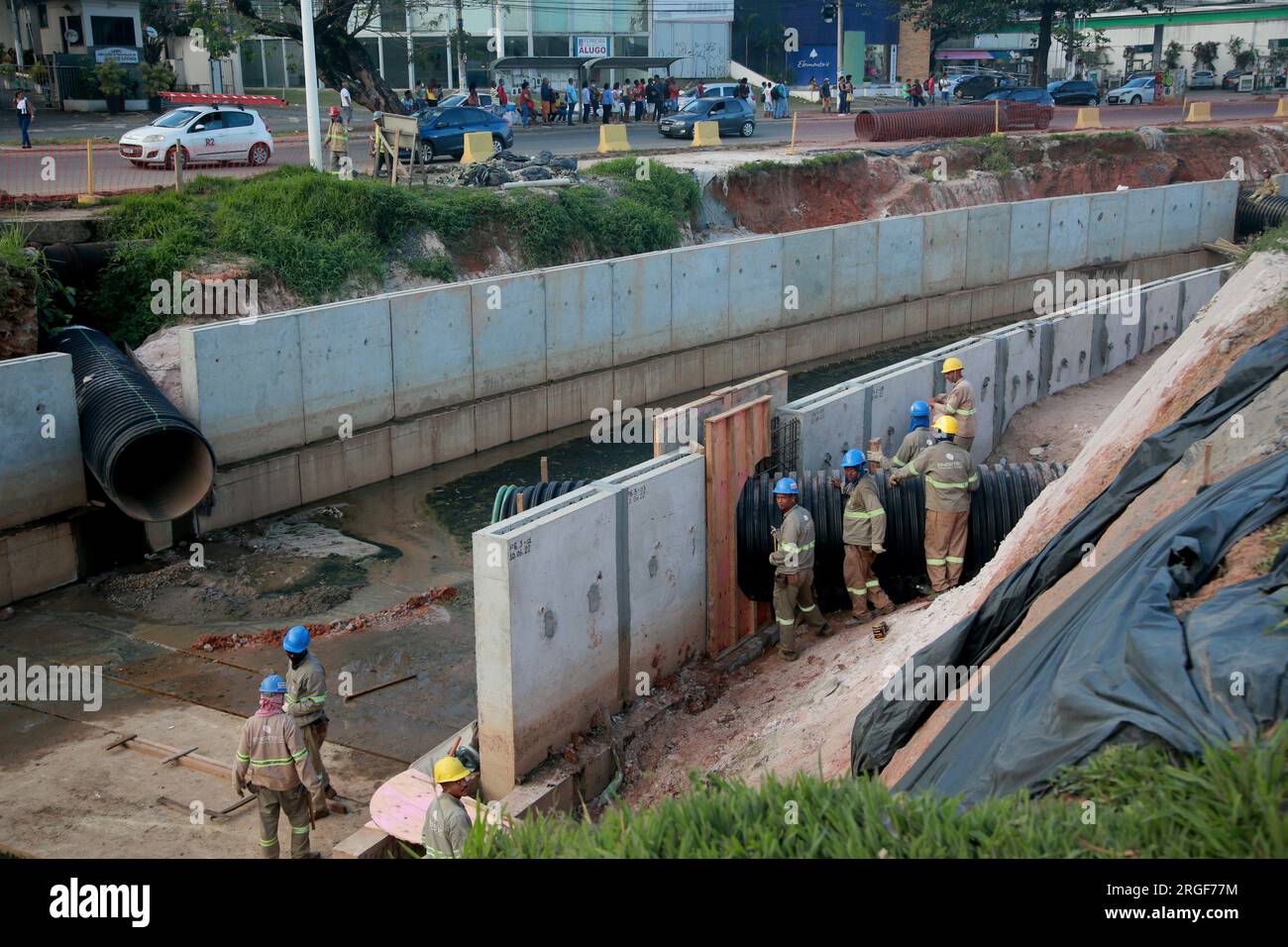 salvador, bahia, brazil - july 29, 2022: construction of sewage ...