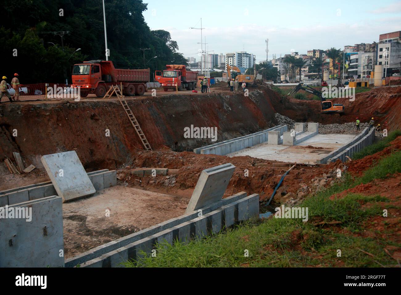 salvador, bahia, brazil - july 29, 2022: construction of sewage ...
