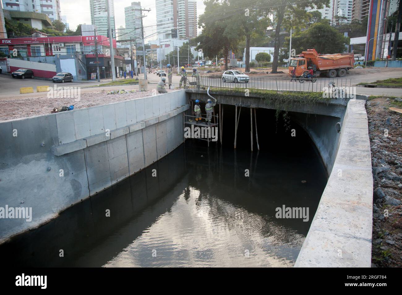 salvador, bahia, brazil - july 29, 2022: construction of sewage ...