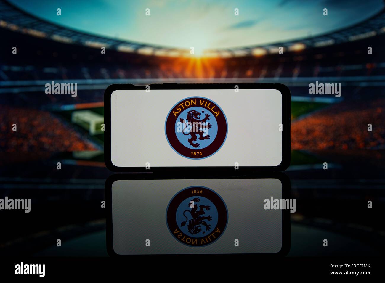 Logo of English Premier League club London Chelsea on screen Stock ...