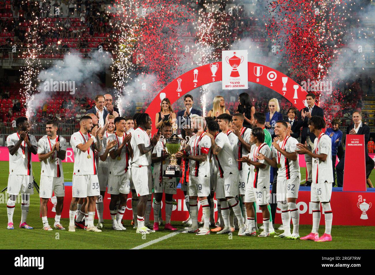 Monza, Italy - August 8, 2023, Team of AC Milan win celebrate during ...