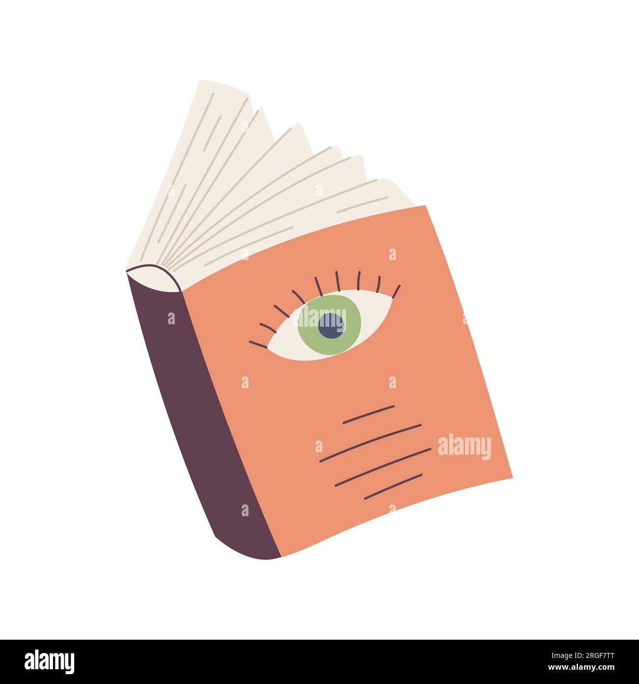 An open hardcover book with eye on cover. A symbol of learning ...