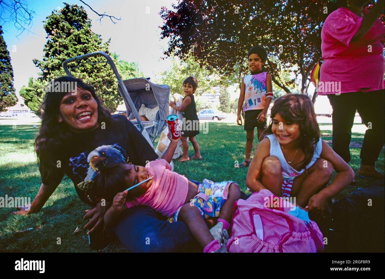Adelaide Australia Aboriginal Family in Victoria Square Stock Photo - Alamy