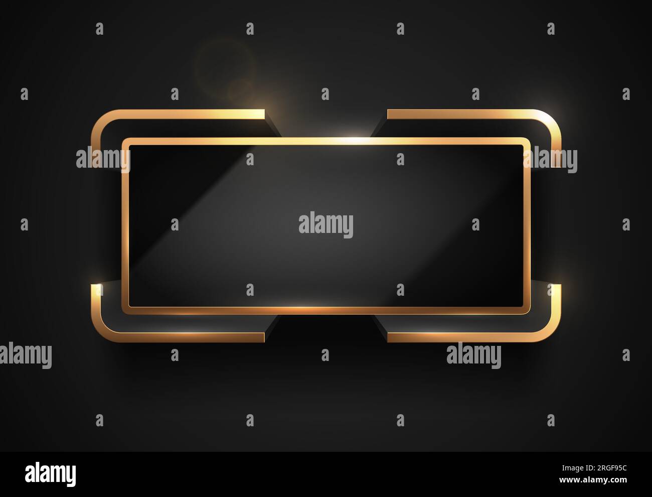 Luxury horizontal 3d black message screen frame. Logo rectangle frame ...