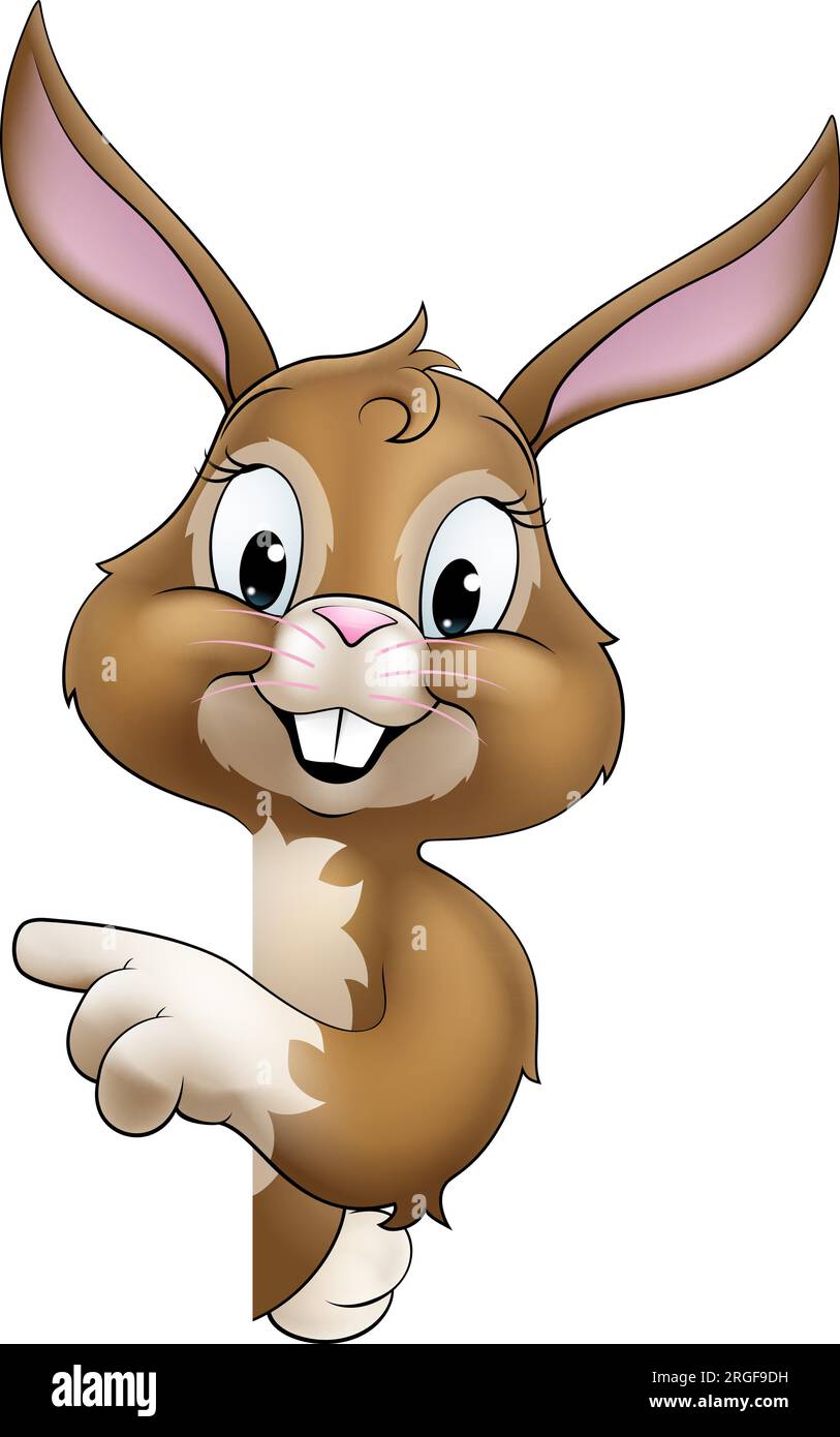 Easter Bunny Rabbit Cartoon Character Peeking Sign Stock Vector Image ...