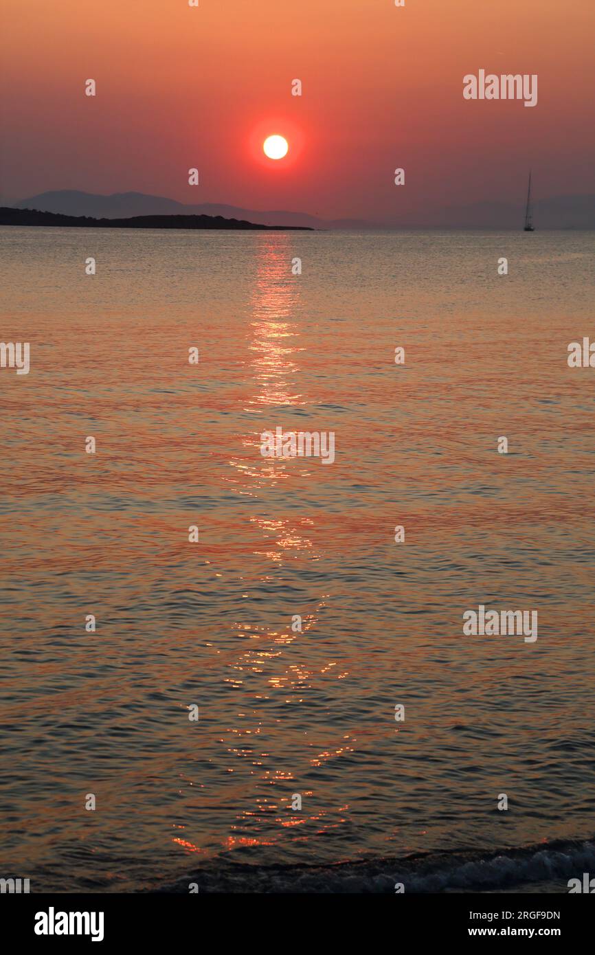 Vouliagmeni Beach Athens Greece Sunset over Sea Stock Photo - Alamy