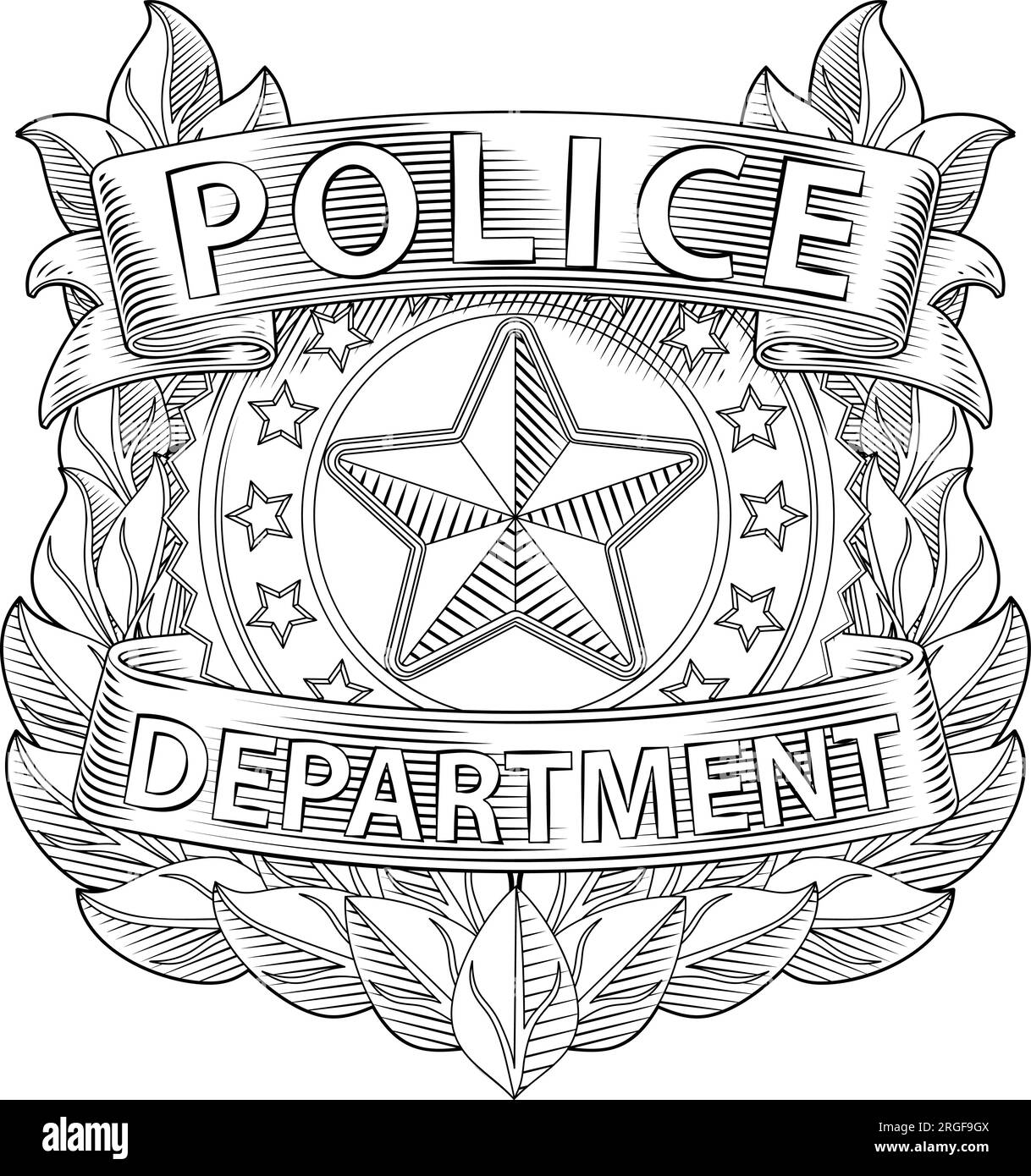 Police Badge Shield Star Sheriff Cop Crest Symbol Stock Vector Image